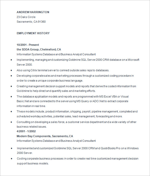 Business Analyst Resume Template - 29+ Free Samples, Examples, Format ...