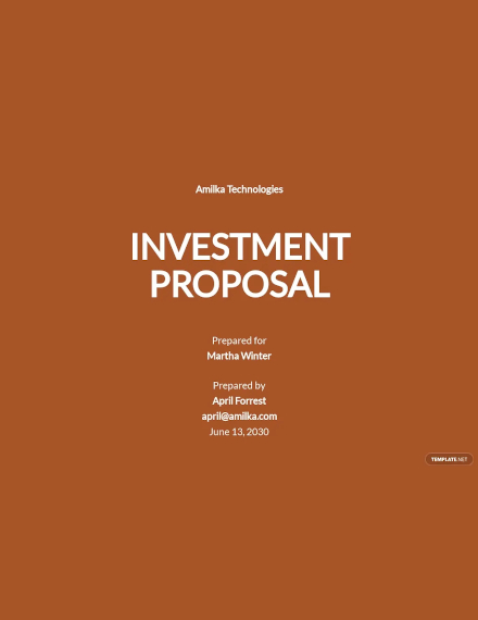 40+ Investment Proposal Templates in MS Word | PDF | Google Docs | Pages