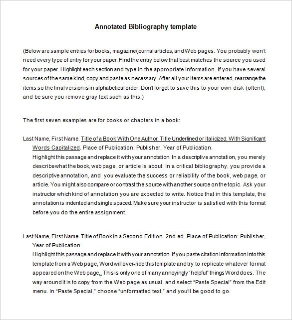 7+ Annotated Bibliography Templates – Free Word & PDF Format!