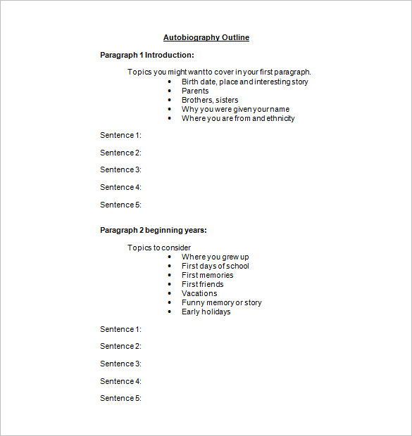 24 Autobiography Outline Templates Samples DOC PDF