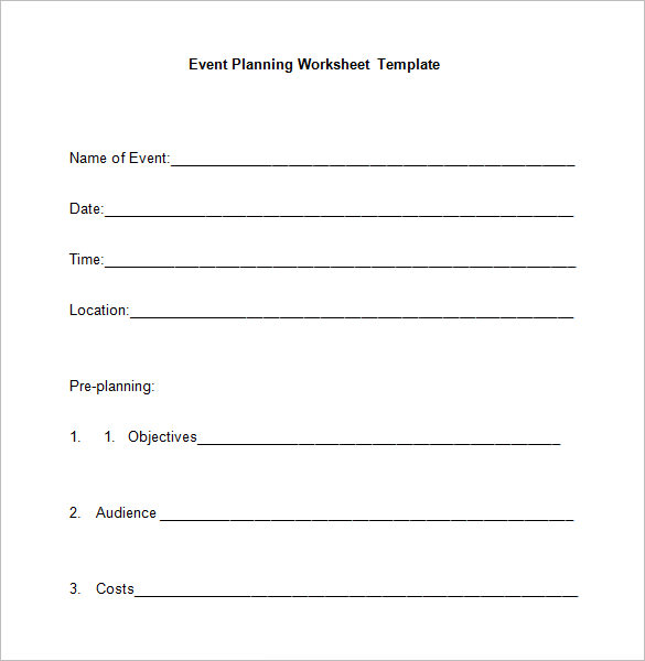 5 Event Planning Worksheet Templates Free Word Documents Download