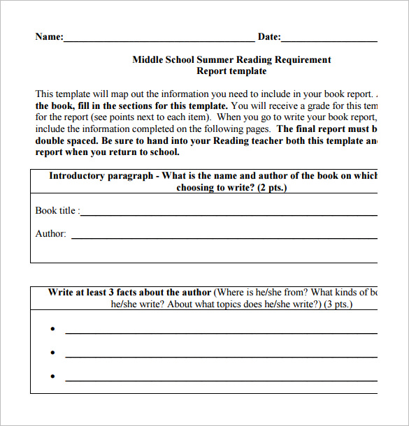 7+ Middle School Book Report Templates & Samples - DOC, PDF