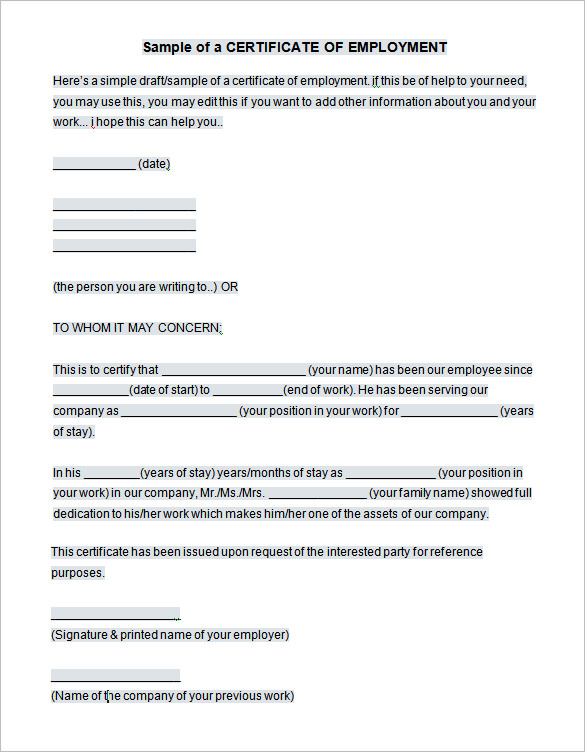 40+ Employment Certificates - PDF, DOC