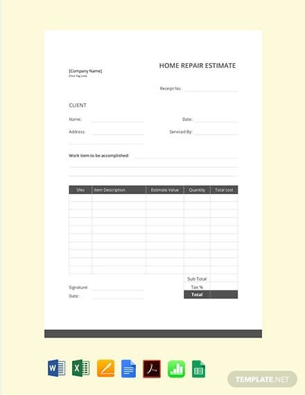 27 Repair Estimate Templates Word PDF Google Docs Apple Pages