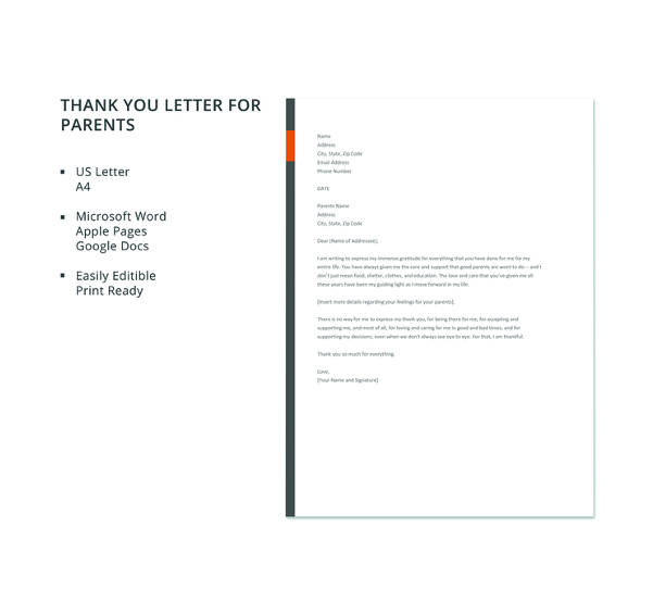 9+ Thank You Letter To Parents - PDF, DOC