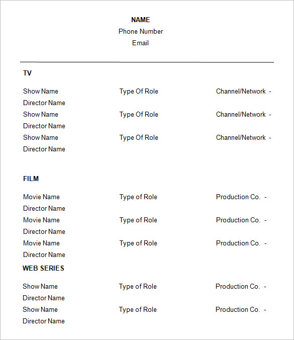 12+ Acting Resume Templates - Free Samples, Examples, & Formats Download
