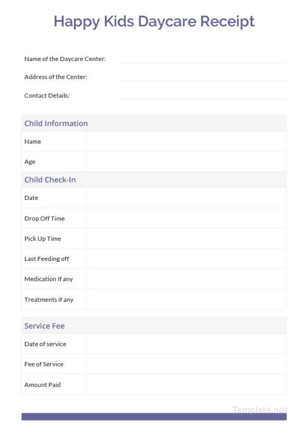 20+ Daycare Receipt Templates in Word | Google Docs | Google Sheets ...