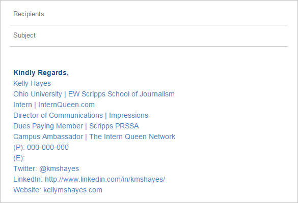 13+ College Student Email Signatures