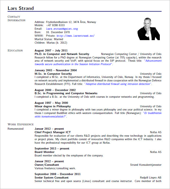 15 Latex Resume Templates PDF DOC