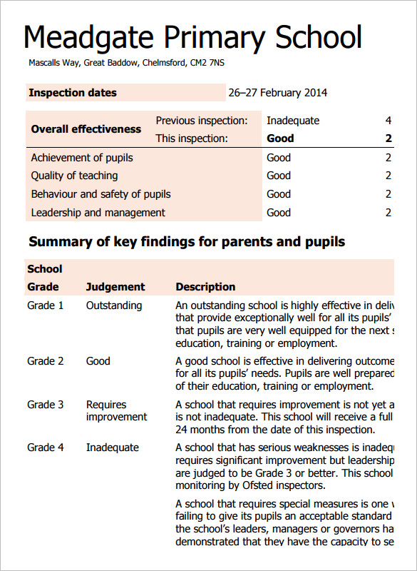 5 Primary School Report Templates Docs Word PDF Pages