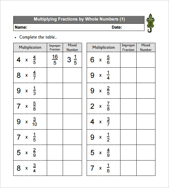 10+ Multiplying Fractions Worksheet Templates - PDF