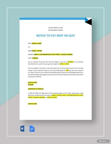 23+ Notice to Quit Templates - PDF, Google Docs, MS Word, Apple Pages