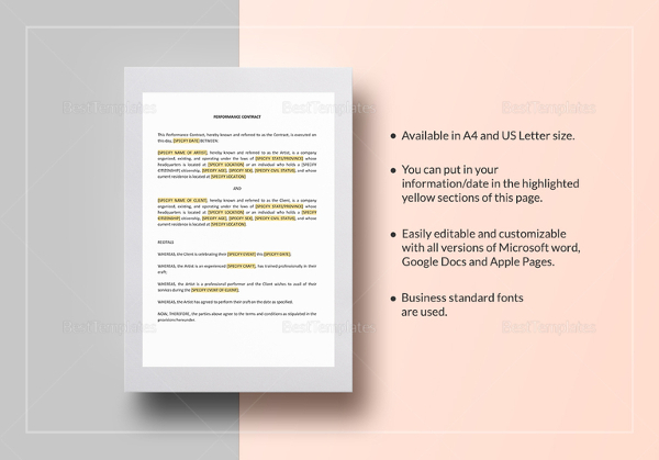 15+ Performance Contract Templates - Word, PDF, Google Docs Documents ...