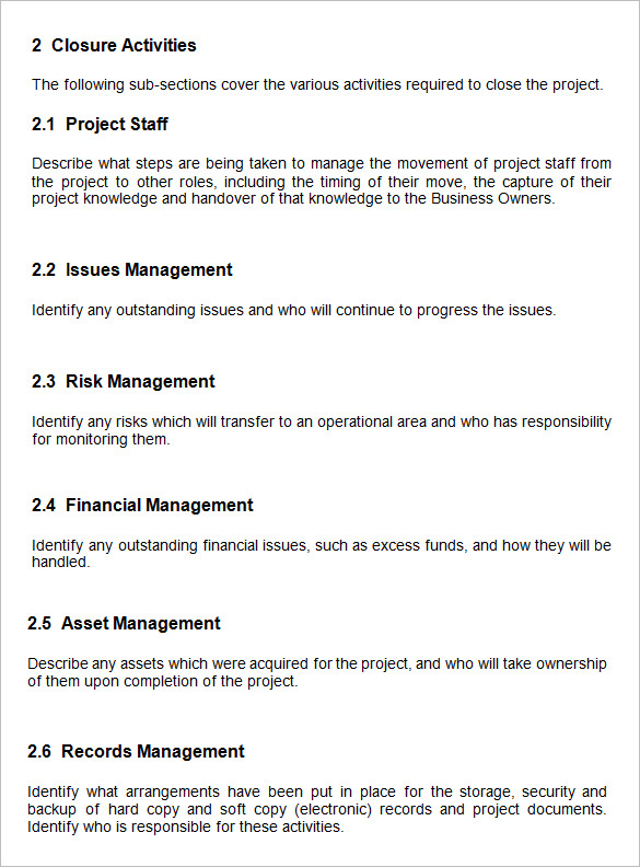 Project Closeout Letter Sample Master Of Template Document