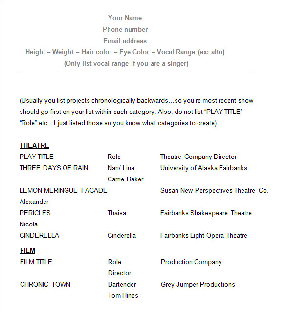 12+ Acting Resume Templates - Free Samples, Examples, & Formats Download