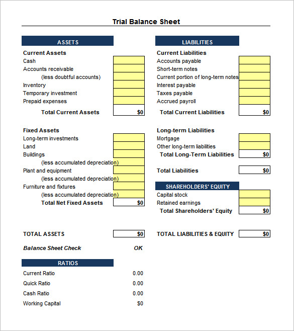 10+ Trial Balance Worksheet Templates - PDF, DOC