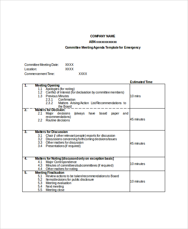 16+ Committee Meeting Agenda Templates - Sample, Example Format Download