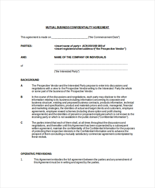 11+ Celebrity Confidentiality Agreement Templates - Free Sample ...