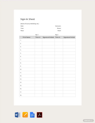 91+ Sign In Sheet Templates - DOC, PDF