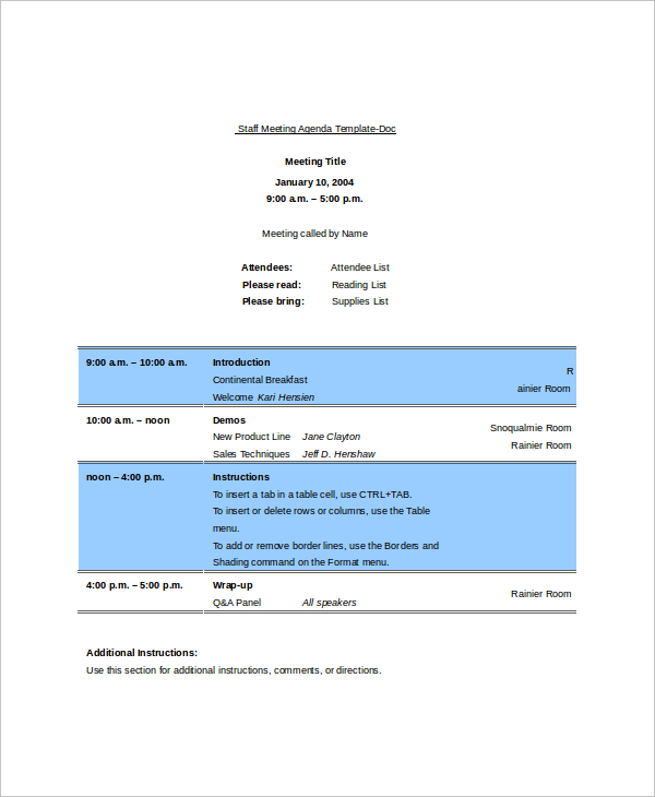 11+ Blank Meeting Agenda Templates – Free Sample, Example Format Download
