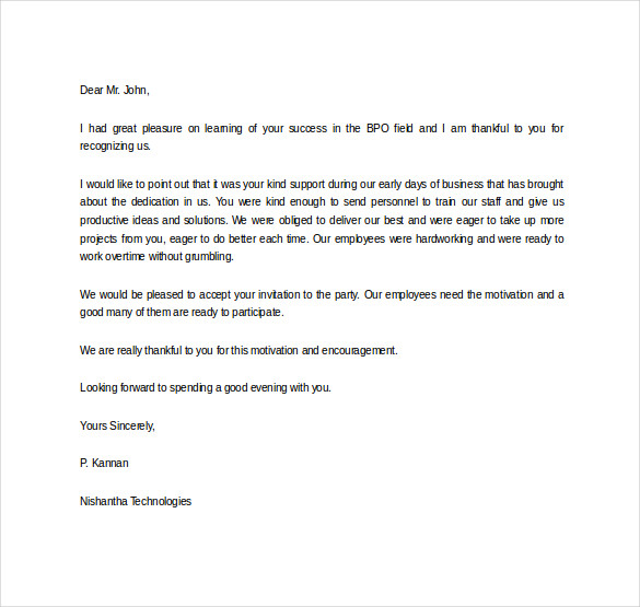 Thank You Letter for Appreciation - 19+ Free Word, Excel, PDF Format ...