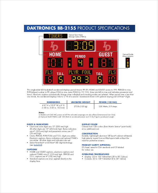 Basketball Scoreboard Template 8 Word PDF Documents Download