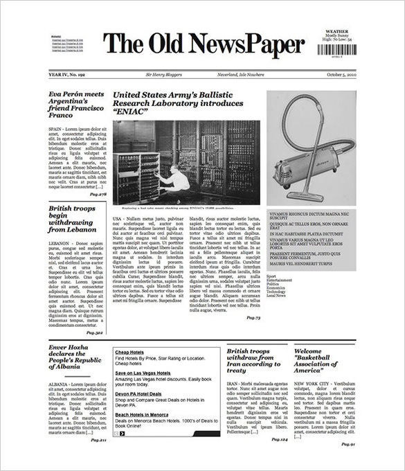 20+ Old Newspaper Templates - PSD, JPG