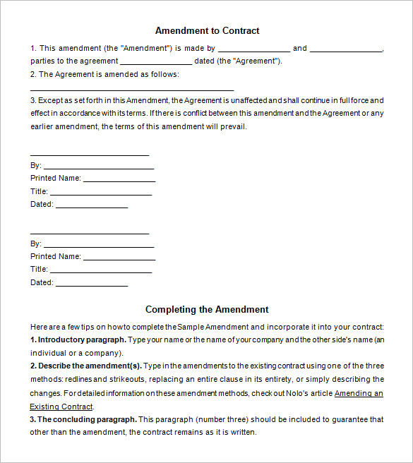 11+ Contract Amendment Templates - Word, PDF, Google Docs Documents ...