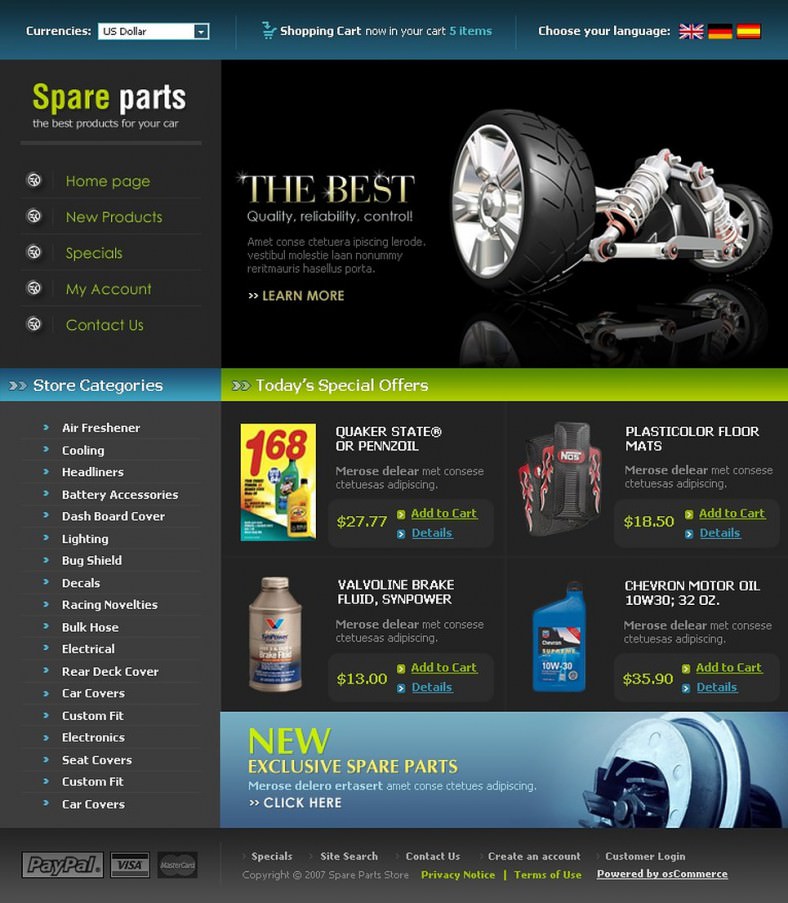 Auto Parts OsCommerce Templates Themes Free Premium Free 