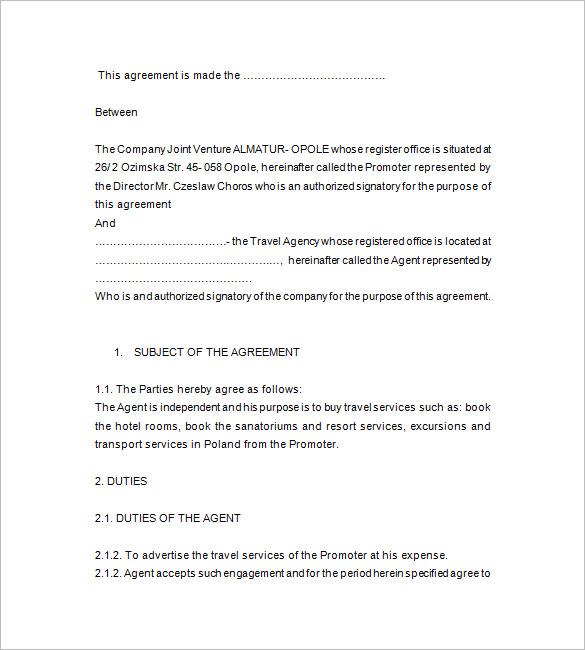 9+ Booking Agent Contract Templates - Free Word, PDF Documents Download