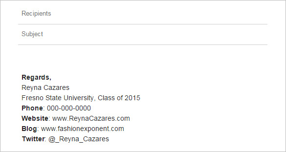 13+ College Student Email Signatures