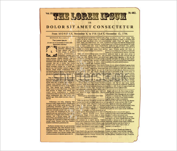 1800 Newspaper Template HQ Printable Documents