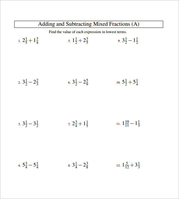 Adding And Subtracting Fractions Worksheets Pdf Fractions Subtracting 