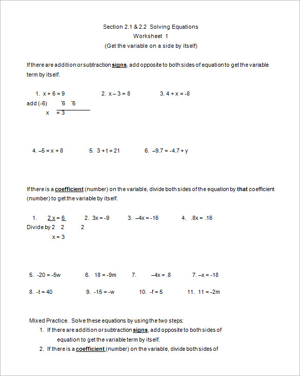 8+ College Algebra Worksheet Templates - DOC, PDF