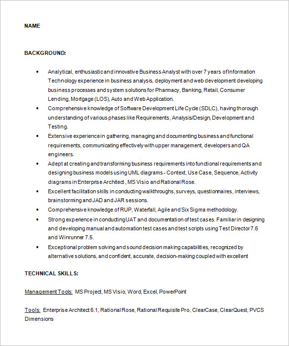 Business Analyst Resume Template - 29+ Free Samples, Examples, Format ...