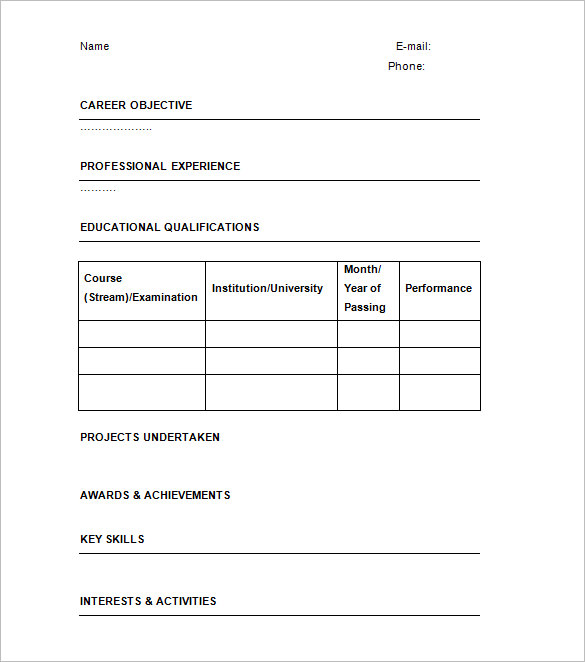 25+ Resume Templates for Freshers - PDF, DOC