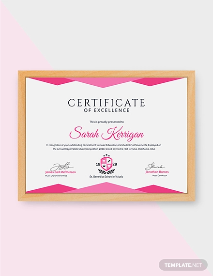 8+ Printable Music Certificate Templates - Word, PSD, AI, PDF Documents ...