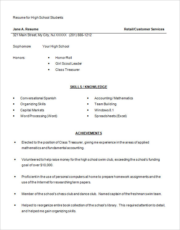 Free High School Resume TUTORE ORG Master Of Documents