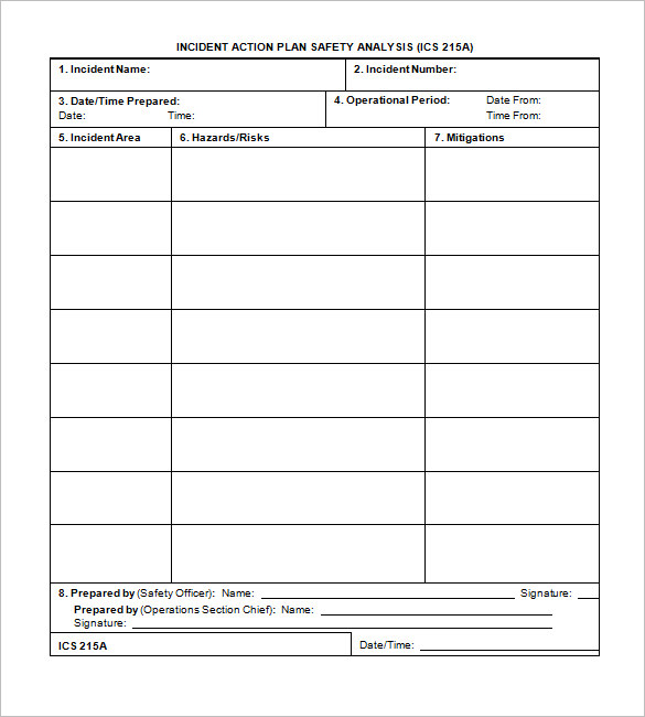 Incident Action Plan Template 7 Free Word Excel PDF Format Download