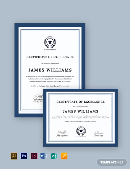 8+ Printable Music Certificate Templates - Word, PSD, AI, PDF Documents ...