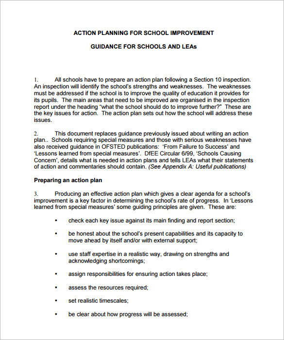 7+ School Action Plan Templates - Word, Excel, PDF