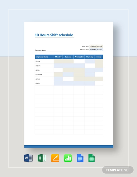 3+ 10 Hour Shift Schedule Templates - PDF, Word