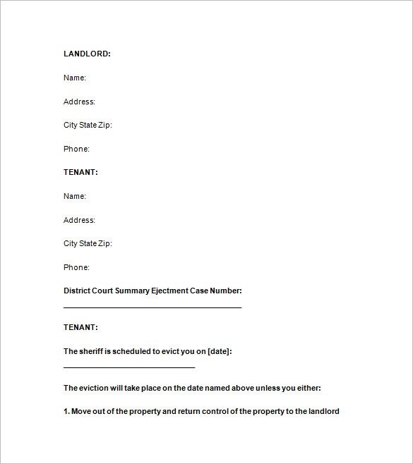 22+ Sample Eviction Notice Templates - PDF, Google Docs, MS Word, Apple ...