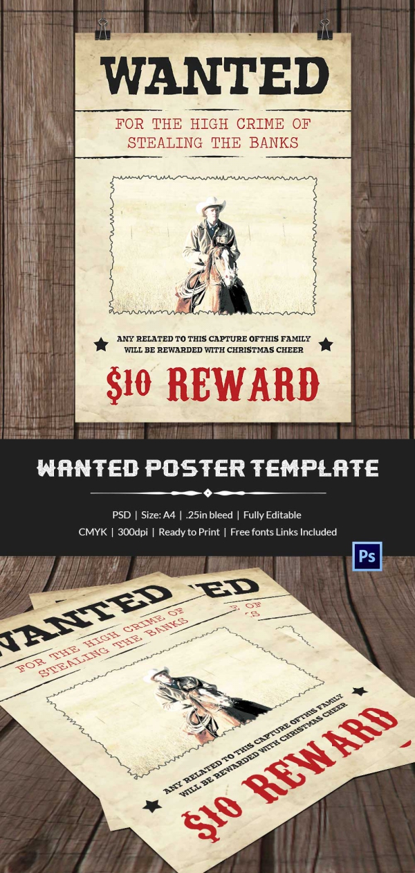 Wanted Poster - 34+ Free Printable Templates in Word, PSD, Illustration ...
