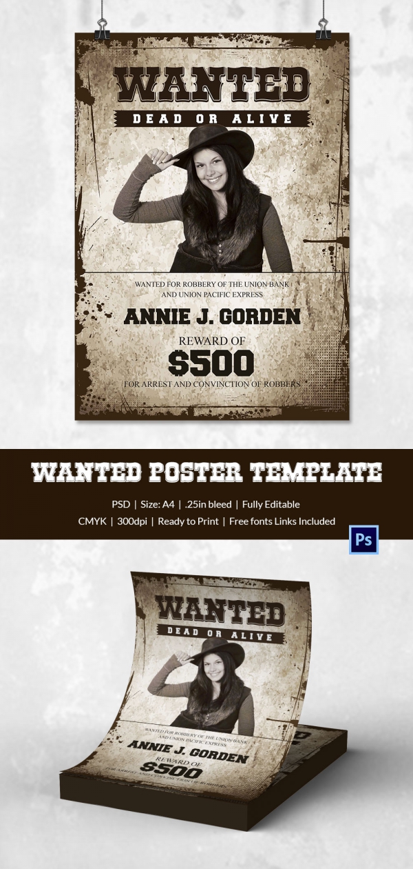 Wanted Poster - 34+ Free Printable Templates in Word, PSD, Illustration ...