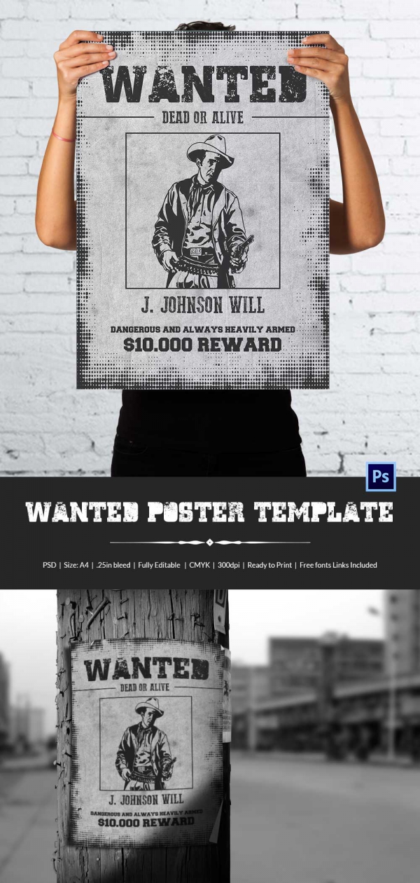 Wanted Poster - 34+ Free Printable Templates in Word, PSD, Illustration ...