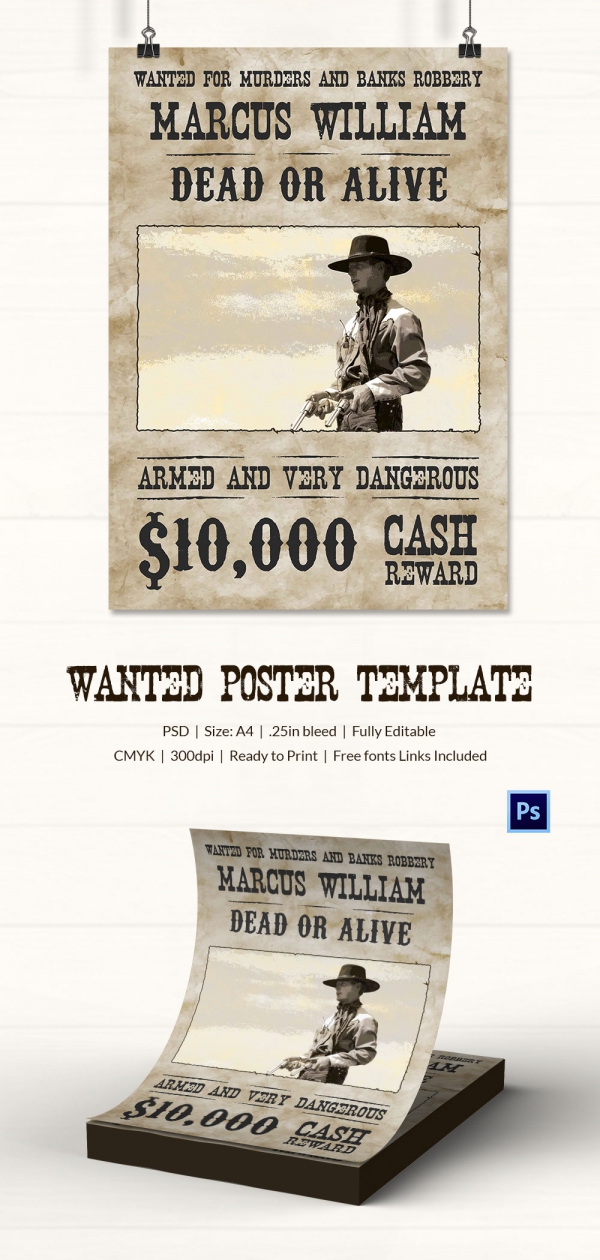 Wanted Poster - 34+ Free Printable Templates in Word, PSD, Illustration ...