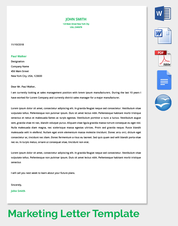 Marketing Letter Template - 44+ Word, Excel PDF Documents Download