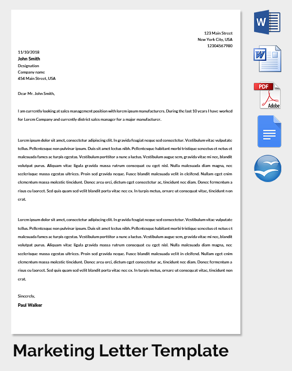 Marketing Letter Template - 44+ Word, Excel PDF Documents Download