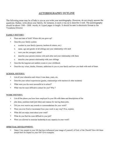 11+ Autobiography Outline Template - DOC, PDF